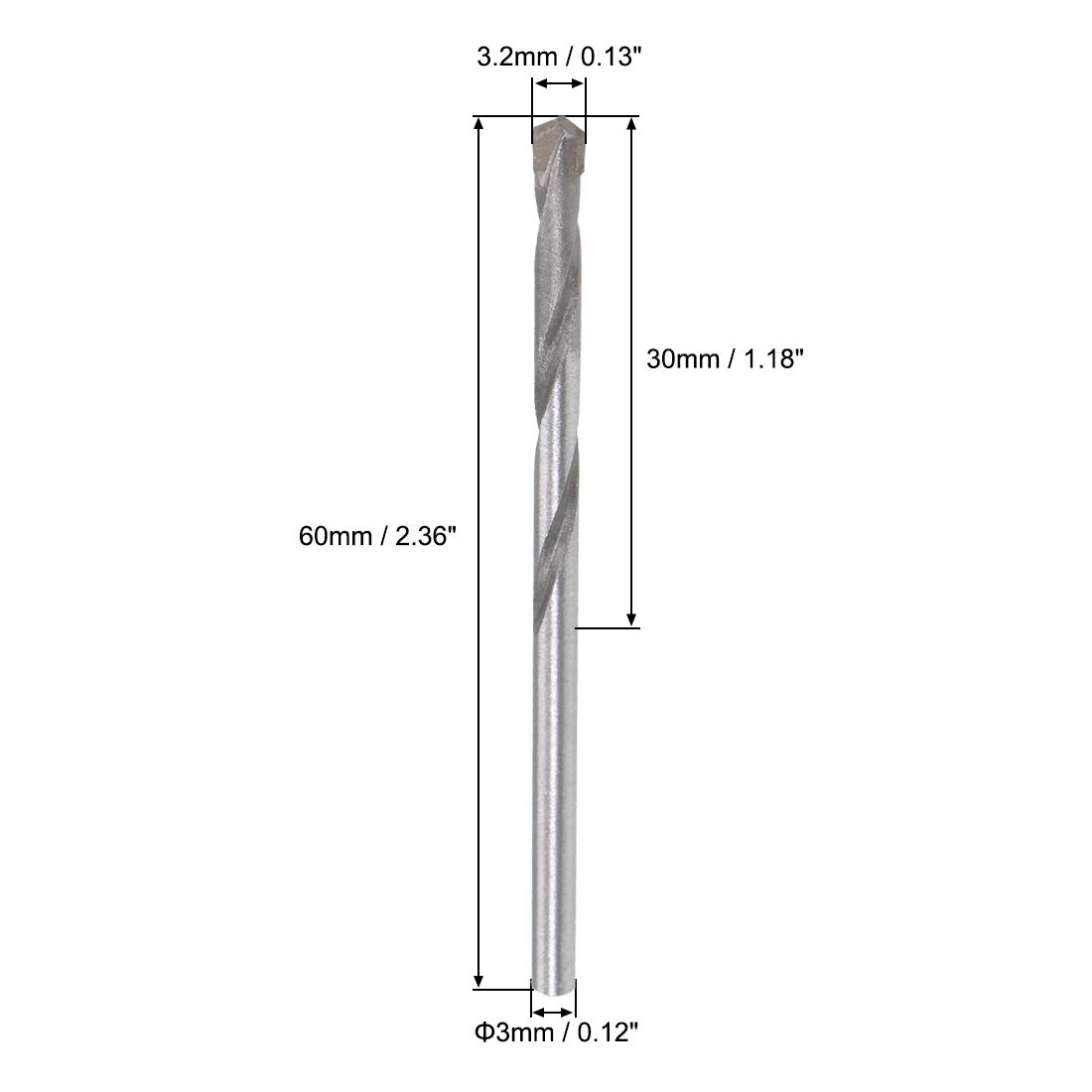uxcell Cemented Carbide Twist Drill Bits 3.2mm Metal Drill Cutter for Stainless Steel Copper Aluminum Zinc Alloy Iron 2 Pcs
