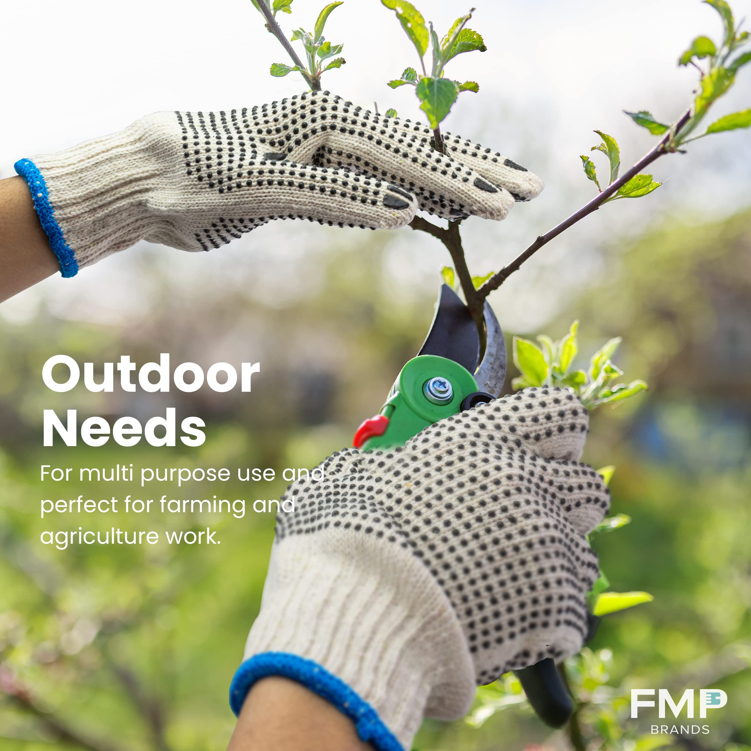 FMP Brands 24 Pairs Safety Cotton Work Gloves with Grip Double Sided Dot Machine Knit Gloves