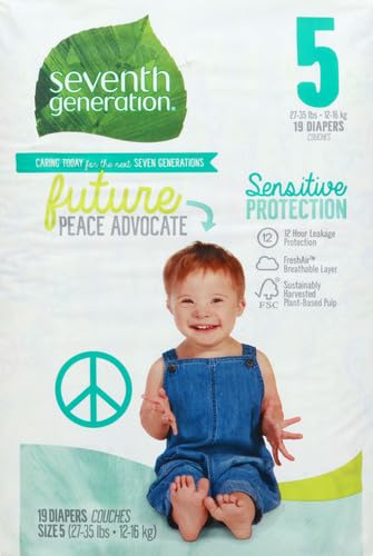Seventh Generation Baby Diapers, Sensitive Protection, Size 5, 19 Count