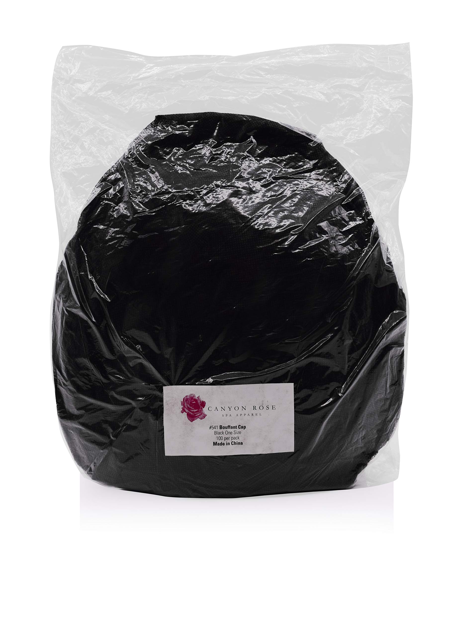 Canyon Rose Disposable Sunless Spray Tan/Spa Treatment Bouffant Cap, Single Use Hair Cap, Keeps Hair Covered and Out of the Way, One Size Fits Most, Black, 100 Per Pack