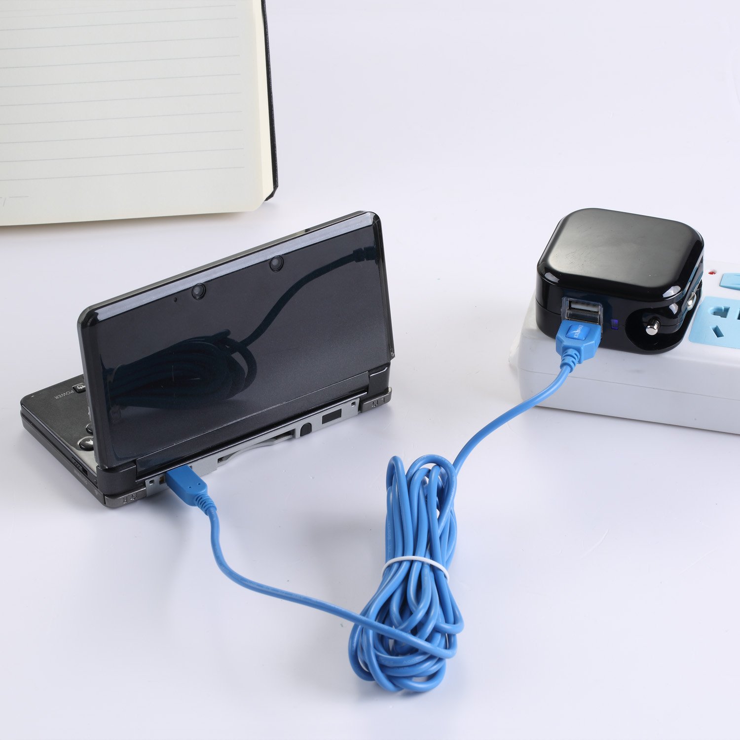 3DS charger cable (2 Pack),Exlene 3DS usb charger cable [Play while charging ] For Nintendo 3DS, New 3DS XL, 2DS, 2DS XL LL, DSi, DSi XL(Blue,1.2m/4ft)