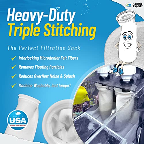 Filter Socks 100 Micron - Threaded Seams - Aquarium Felt Filter Socks - Made in The USA (7"x12", 2 Pack)