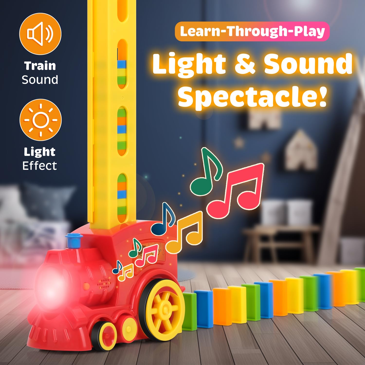 300 Pcs Domino Train Set - Automatic Rally Setter for Boys & Girls - Ages 4-10 - Montessori Toy with Colorful Tracks - Christmas & Creative Birthday Toy, Automatic Block Laying Stacker Game