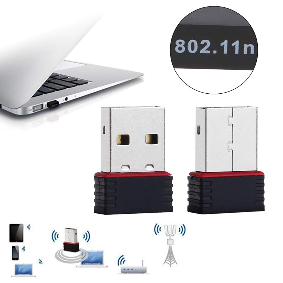 XVZ USB WiFi Adapter, 150mbps Dual Band 2.4G Wireless Adapter, Mini Wireless Network Card WiFi Dongle for Laptop/Desktop/PC, Support Windows10/8/8.1/7/Vista/XP/2000, Mac OS X 10.6-10.14,Linux
