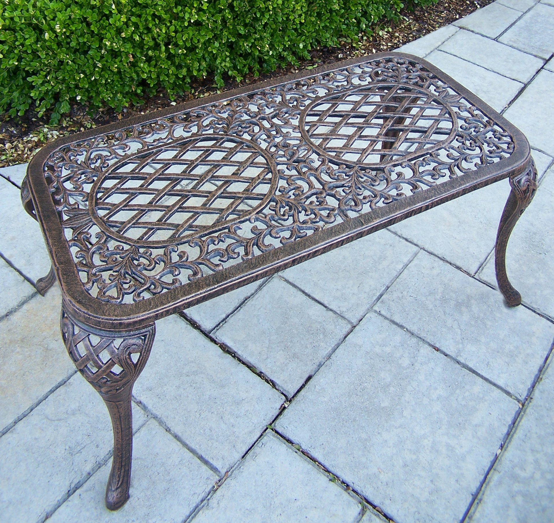 Oakland Living Mississippi Cast Aluminum Cocktail Table, 35-Inch by 18-Inch, Antique Bronze