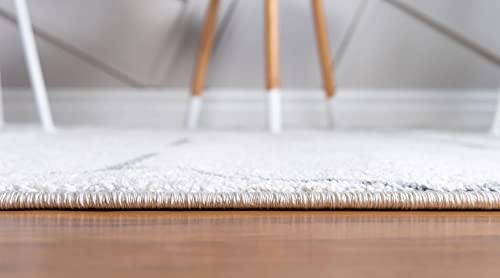 Unique Loom Trellis Frieze Collection Area Rug - Geometric (3' x 5' Oval, Ivory/ Gray)