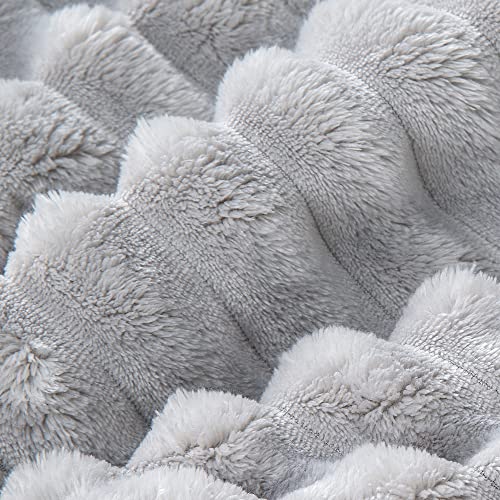 BEDELITE Fleece Queen Comforter Set -Super Soft & Warm Fluffy Grey Bedding, Luxury Fuzzy Heavy Bed Set for Winter with 2 Pillow Cases