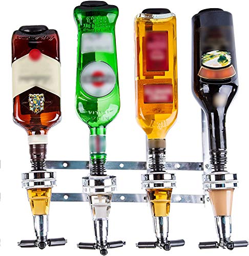 Liquor Bottle Dispenser, 4 Liquor Bottle Dispenser Wall Mount, Liquor Dispenser for Home Bar, Bottle Holder for Alcohol Wall Mount Dispenser