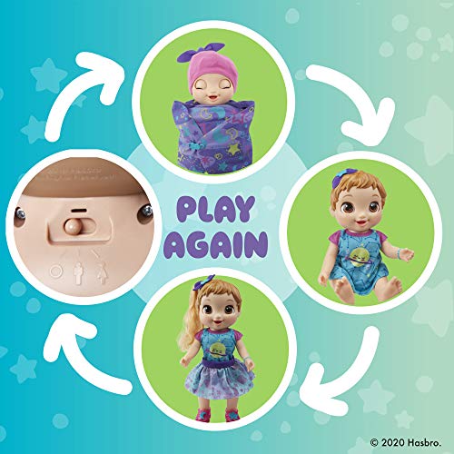 Baby Alive Baby Grows Up (Dreamy) - Shining Skylar or Star Dreamer, Growing and Talking Baby Doll, Toy with 1 Surprise Doll and 8 Accessories, Blue