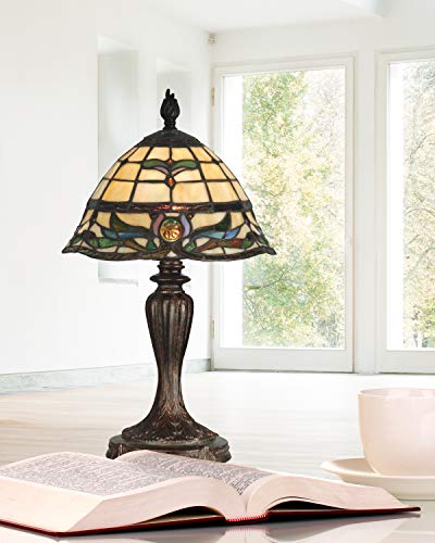 Dale Tiffany TT10087 Table Lamp, Fieldstone and Art Glass Shade Black, 18.50x10.25x10.25