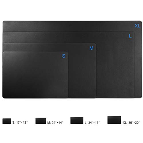 MONYES Thick Desk Pad Protector, PU Leather Desk Mat Blotters, Black Laptop Mat for Office/Home (36" x 20")