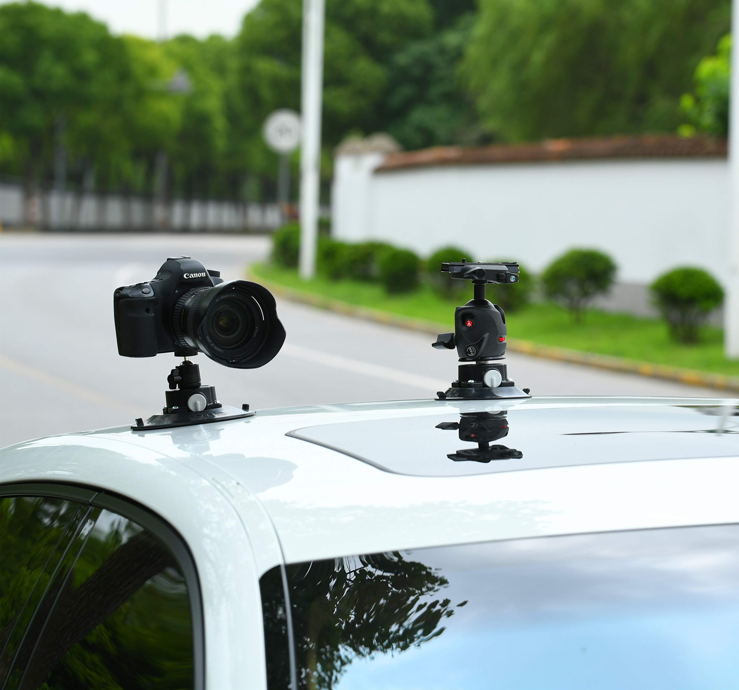 ZUOS 4.5" Car Camera Mounting Kit Pump Vacuum Suction Cup Mount, Professional Camcorder Vehicle Holder w/ 360° Panorama Ball Head and 180°, DSLR Camera Video Stabilizer Car Sucker Cup Holder (4.5")