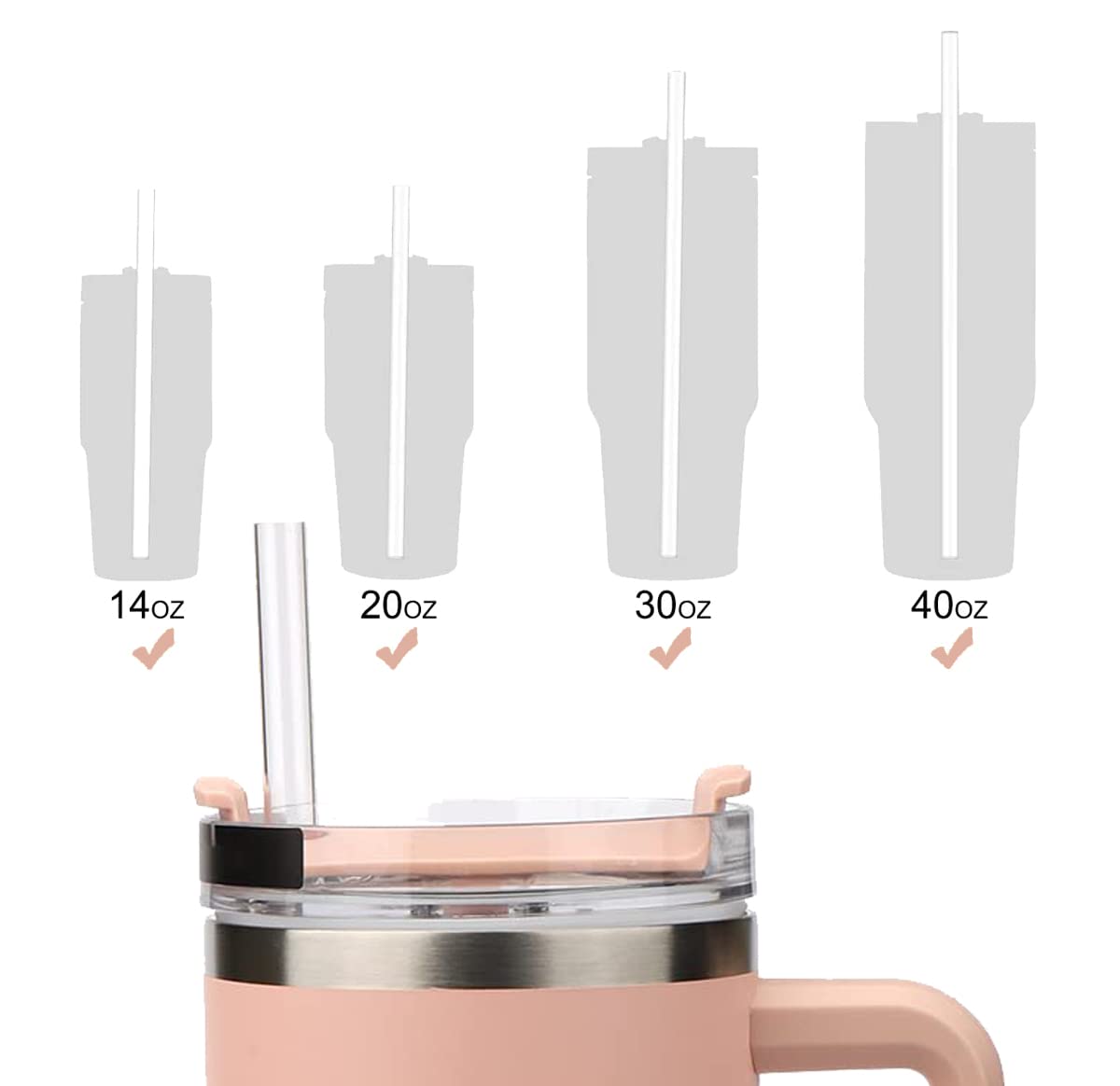 6 Pack Reusable Straws Plastic Straws with Cleaning Brush Compatible with Stanley 20&30 oz Stanley Cup Stanley Water Jug,Replacement Straws for Stanley Adventure Travel Tumbler