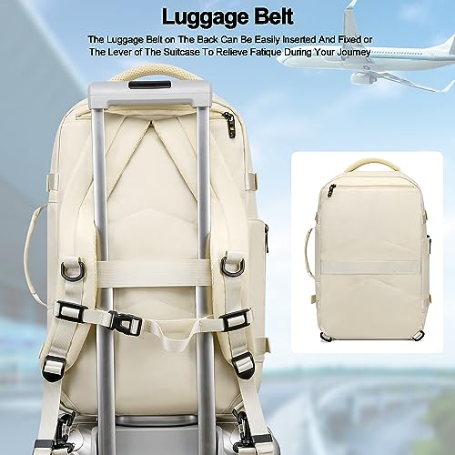 Asenlin 40L Travel Backpack for Women Men,17 Inch Laptop Backpack Flight Approved Luggage Carry On Water Resistant Computer Backpack for Weekender Overnight Large Daypack Beige