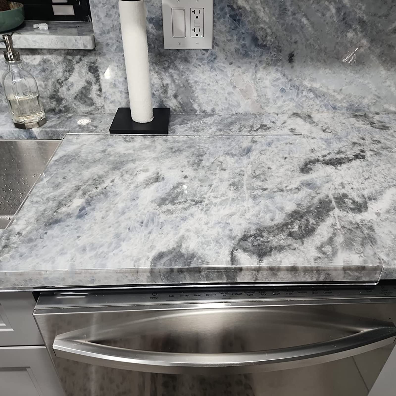 Acrylic Cutting Boards For Kitchen Counter,Clear Chopping Board Non Slip Cutting Boards For Kitchen Cutting Board With Lip For Counter Countertop Protector Home Restaurant (24x18in)