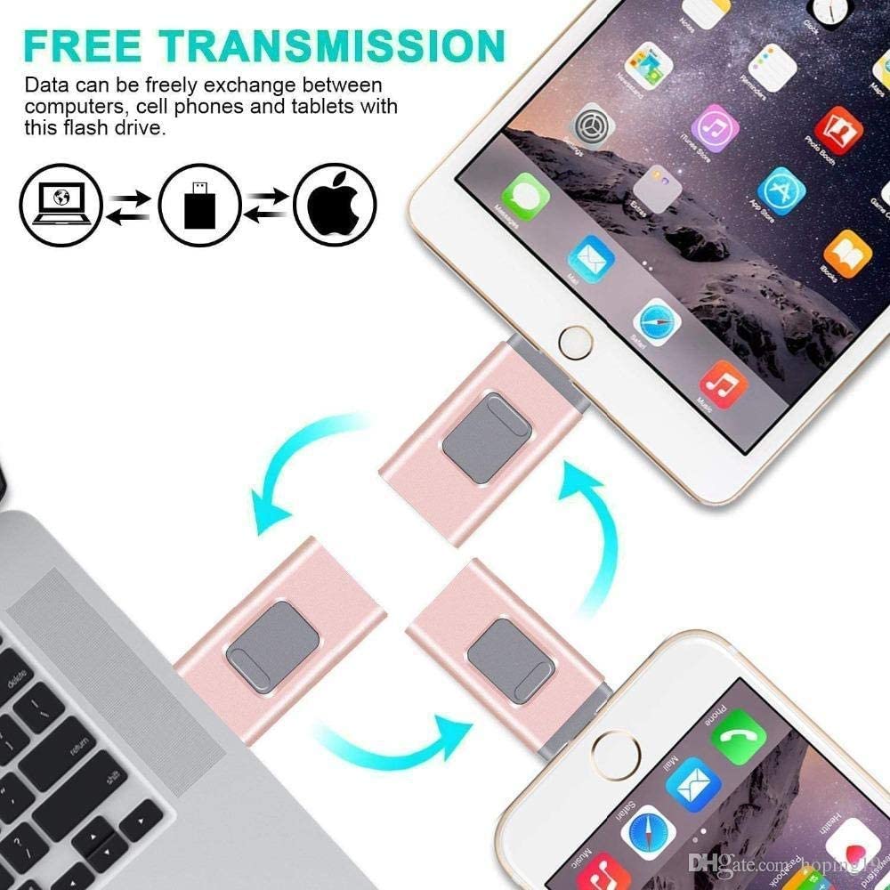 512GB USB Flash Compatible with iPhone iPad & PC, 3-in-1 USB A Micro USB & iPhone Connector Thumb Drive Memory Stick