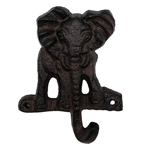 Comfy Hour Wildlife Collection Cast Iron Elephant Single Key Coat Hook, Clothes Rack Wall Hanger, Heavy Duty Recycled