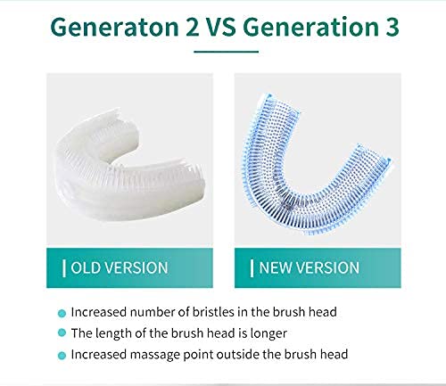 V-White U-Shaped Replacement Head for Ultrasonic Toothbrush — Food Grade Silicone Head with Bristles to Clean Between Teeth — Mouthpiece for Oral Hygiene and Preventive Care — Adult (1-Pack)