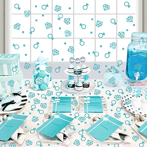 Teal Confetti Bachelorette Party Decorations, Teal Table Glitter Confetti Diamond Ring for Bride to Be Engagement Party Bridal Shower Hen Party Decorations