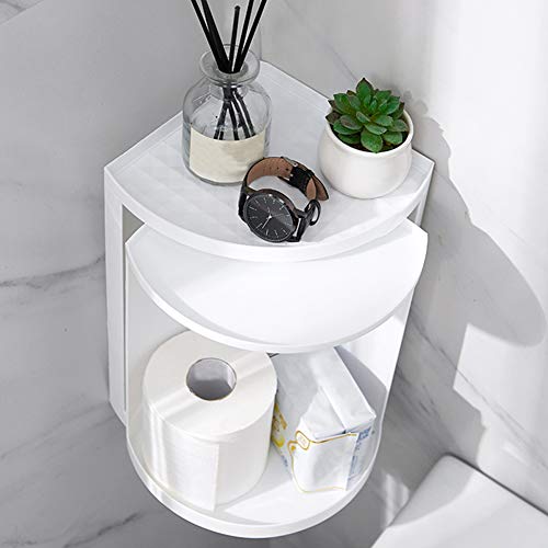EMVANV Multifunction Corner Locker Cosmetic Storage Rack 360 Degree Rotation Storage Rack for Office Home Bathroom Triangle Shelf Kitchen(Grey)