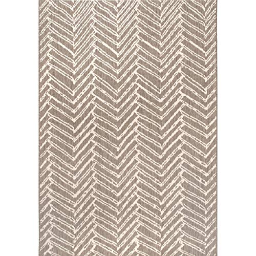 nuLOOM Macklin Herringbone Indoor/Outdoor Area Rug, 5' 3" x 7' 6", Brown