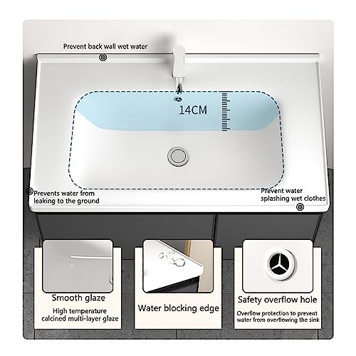 Bathroom Sink Cabinet,Bathroom Vanity with Sink,Modern Undermount Small Single Bathroom Cabinet Set,Bathroom Vanity and Sink Combo,Small Bathroom Vanity Wall Mounted ( Color : Artificial stone , Size