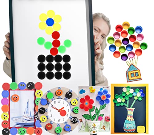 Motbach 200Pcs Plastic Bottle Caps for DIY Craft Environmental Protection and Development of Childrenās Intelligence (Mixed Color)