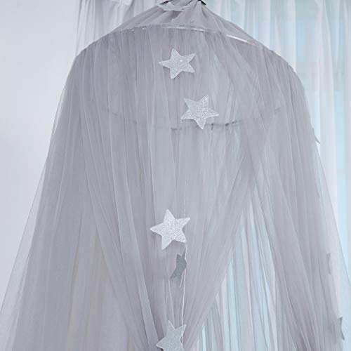 OldPAPA Bed Canopy for girls - Princess Bed Canopy Mosquito Net Nursery Play Room Decor Dome Premium Yarn Netting Curtains Baby Game Dream Castle, Grey