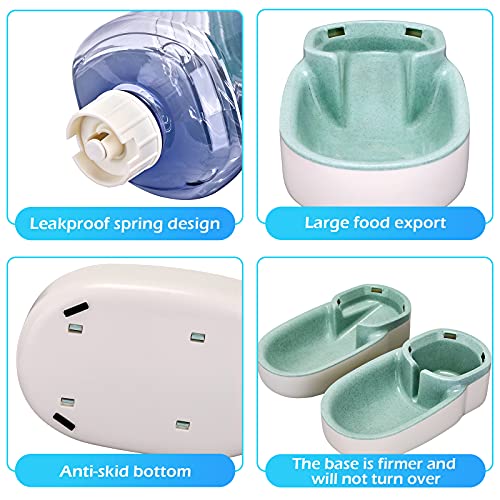 Automatic Dog Cat Feeder and Water Dispenser Gravity Food Feeder and Waterer Set with Pet Food Bowl for Small Medium Dog Puppy Kitten, Large Capacity 1 Gallon x 2