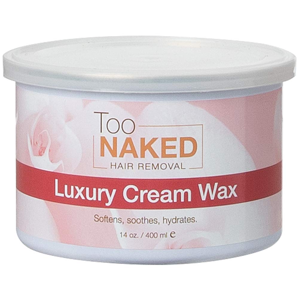 Too Naked Luxury Cream Wax, for Coarse, Thick and Curly Hair Removal, Non-Transparent Formula Softens, Smooths and Hydrates, Fragrance-Free, 14 Ounces