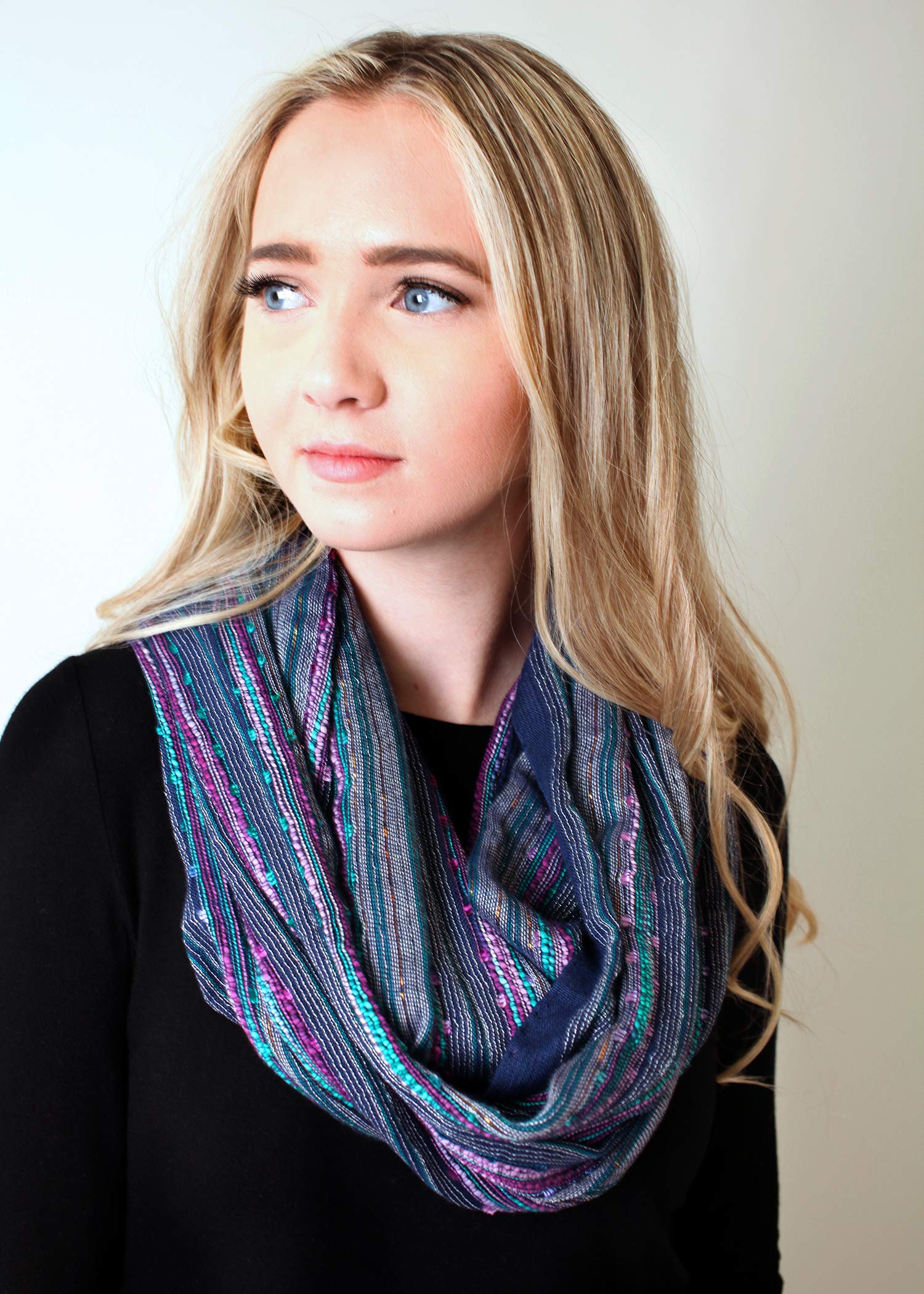 Anika Dali Women's Shimmer Sparkle Infinity Scarf- Festival Boho Bliss Fashion Scarf (Blue Turquoise)