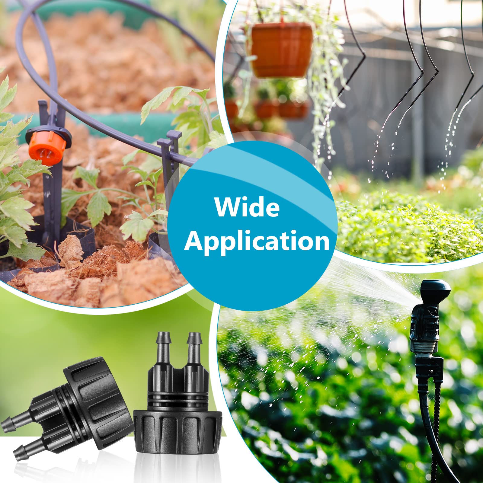 5 Pack Drip Irrigation Tubing Faucet Adapter Garden Faucet Hose Adapter Drip Irrigation Hose Connectors Faucet Connector with Washers for Garden Irrigation System(Double, Convert 3/4 to 1/4)