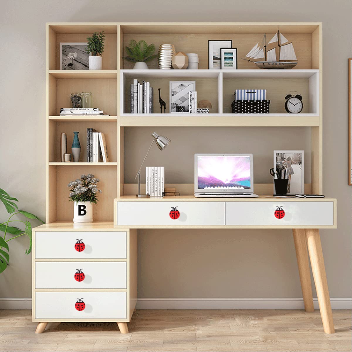 5 Pack Ladybug Shape Quality Silicone Knobs,Cartoon Drawer Pulls,Dresser Knobs,Cute Cabinet Pulls,Drawer Knobs for Kids Room Cabinets Closets Toy Organizer Box Bookcase Handle