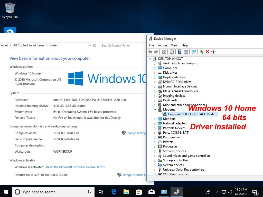 USB 56K External Dial Up Fax Data Modem Windows 10 / 8 / 7 / XP / Vista