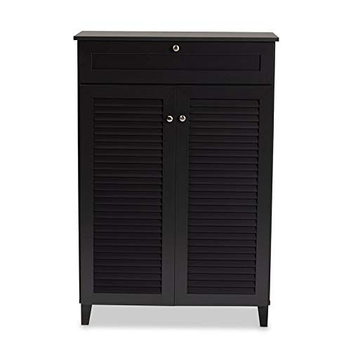 Baxton Studio Coolidge Wood 5-Shelf and Drawer Shoe Cabinet in Dark Gray
