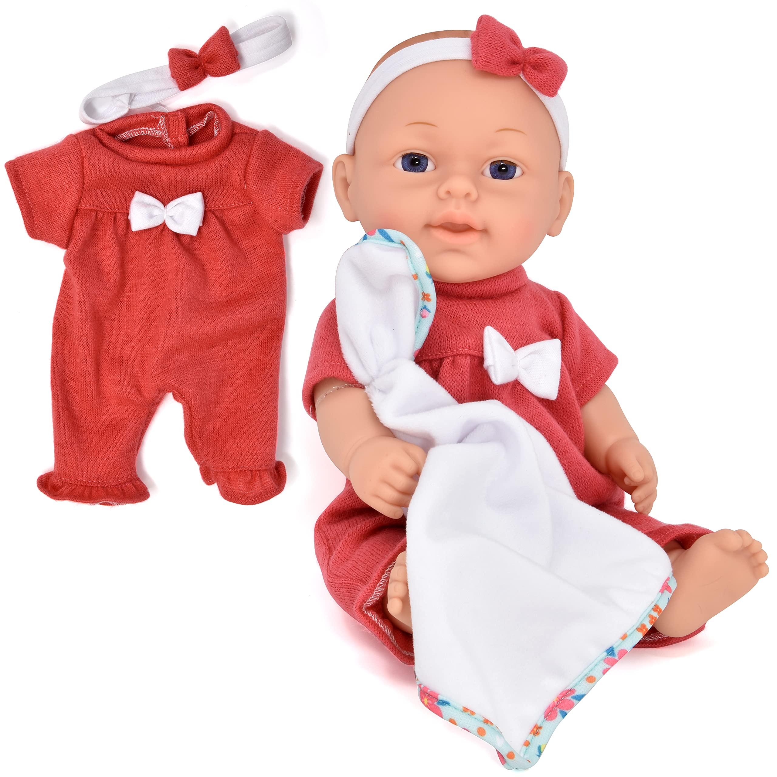 Baby Doll with Clothes & Accessories, Newborn Baby Doll in Carrier Gift Box, Magic Disappearing Milk Bottle with Feeding & Changing Deluxe Travel Set