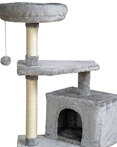 FISH&NAP Cat Tree for Indoor Cat Tower Cat Condo Sisal Scratching Posts with Jump Platform Cat Furniture Activity Center Play House Grey