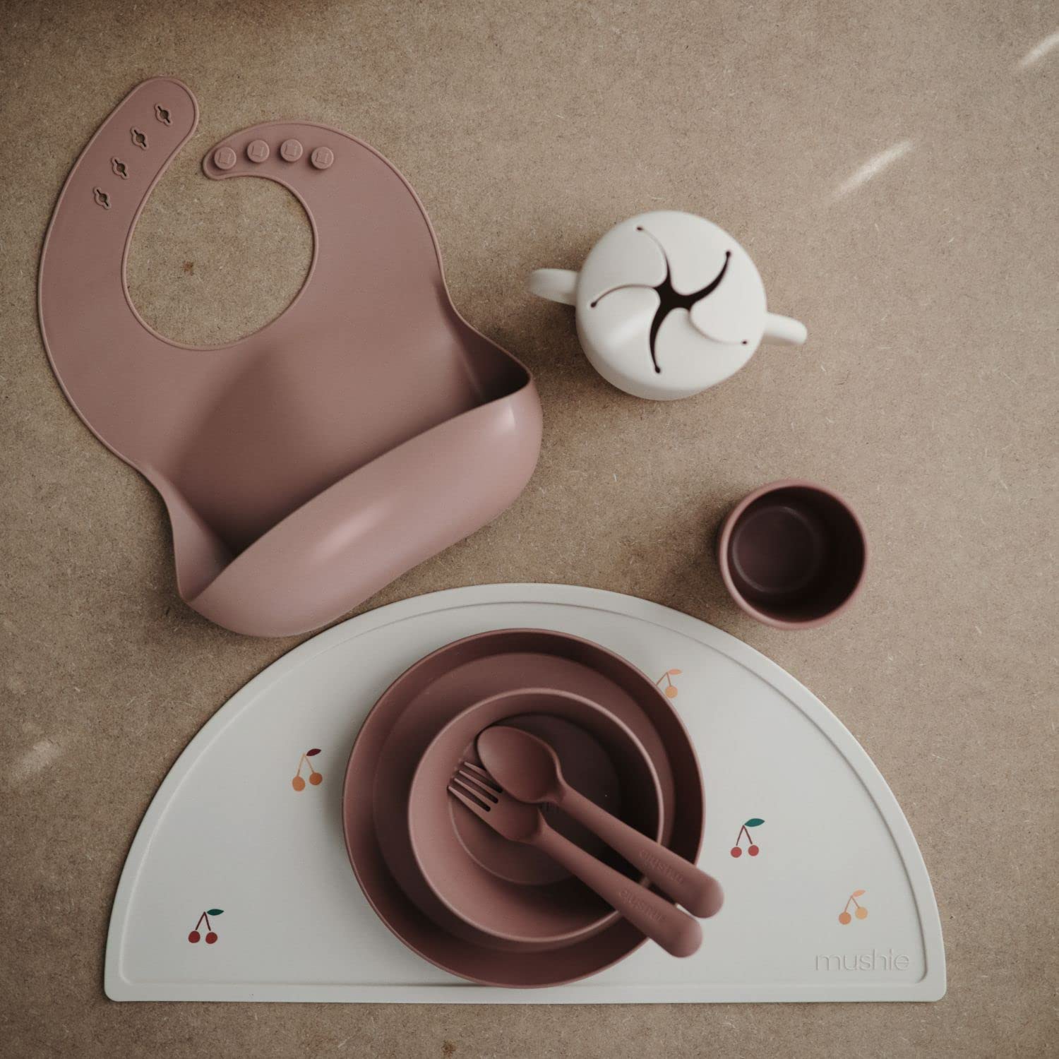 mushie Flatware Fork and Spoon Set for Kids | Made in Denmark (Blush)