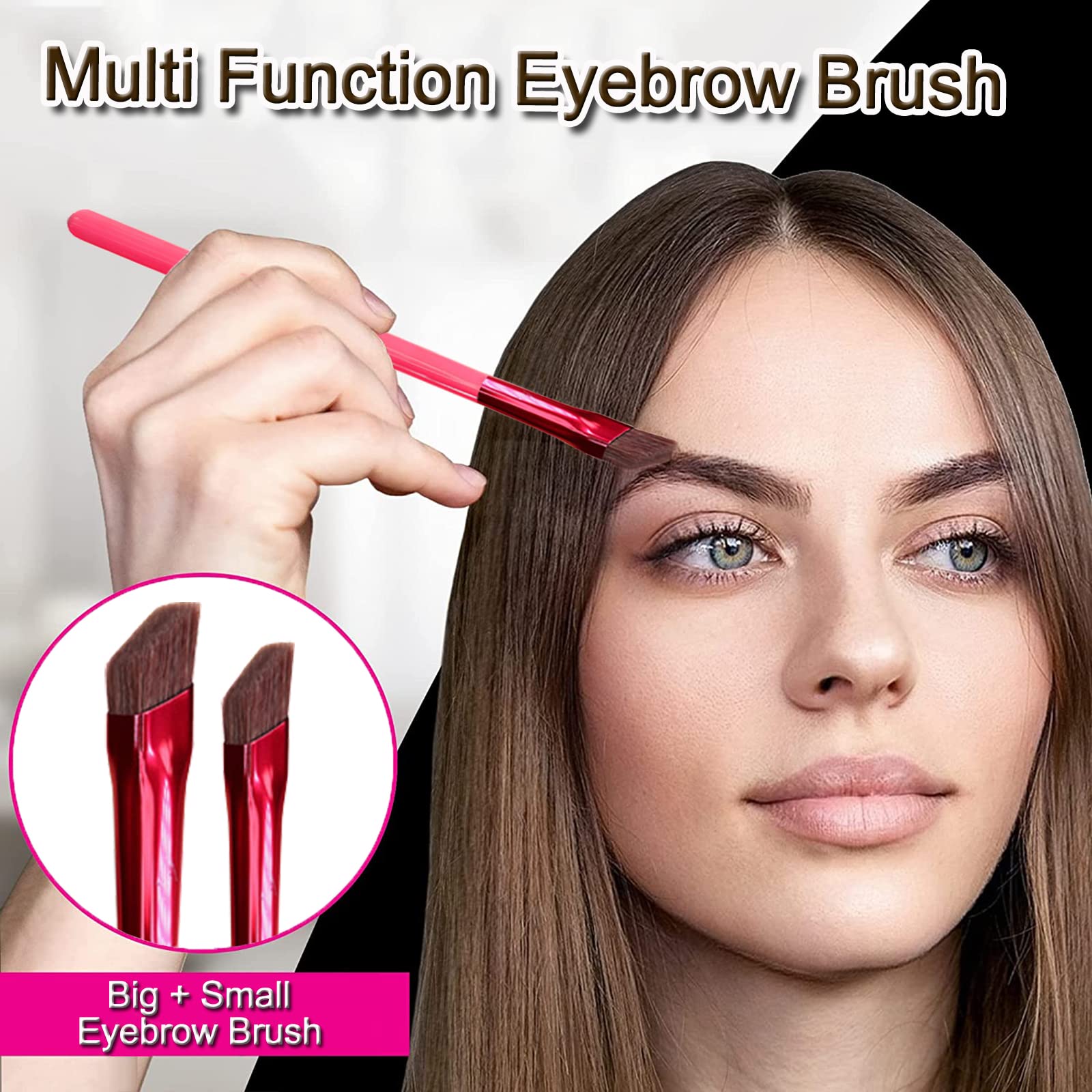 4Pcs 4D Hair Stroke Brow Stamp Brush,Multi Function Eyebrow Brush,square eyebrow makeup brush,Professional Eyebrow Brush,Be Applicable to Filling Eyebrows and Concealer(large and Small)