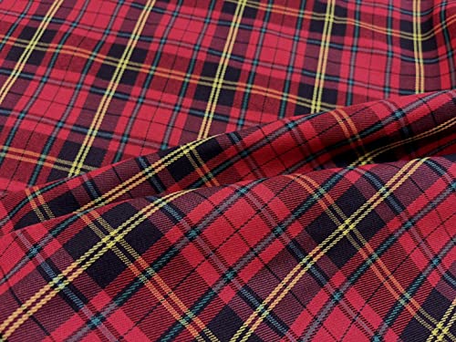 AMORNPHAN 60 Inch Plaid Scottish Traditional Pattern Tartan Motif Printed 100% Woven Cotton Fabric for Clothing Tablecloth Decorative Sewing Arts Crafts Upholstery and Home Accents for 1 Yard (Red)