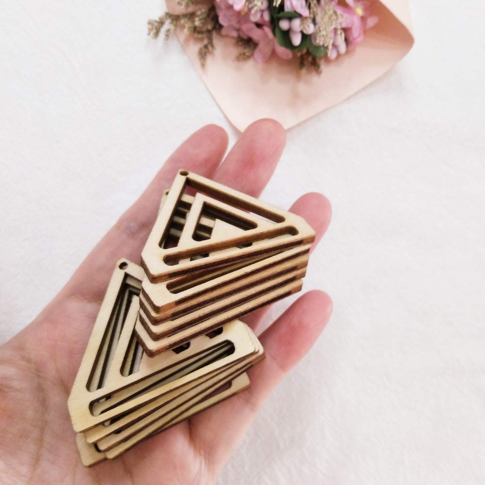 30PCS Chevron Triangle Earring Wood Findings,DIY Wood Blank Chevron Earring Hoops for Macrame (1.5")