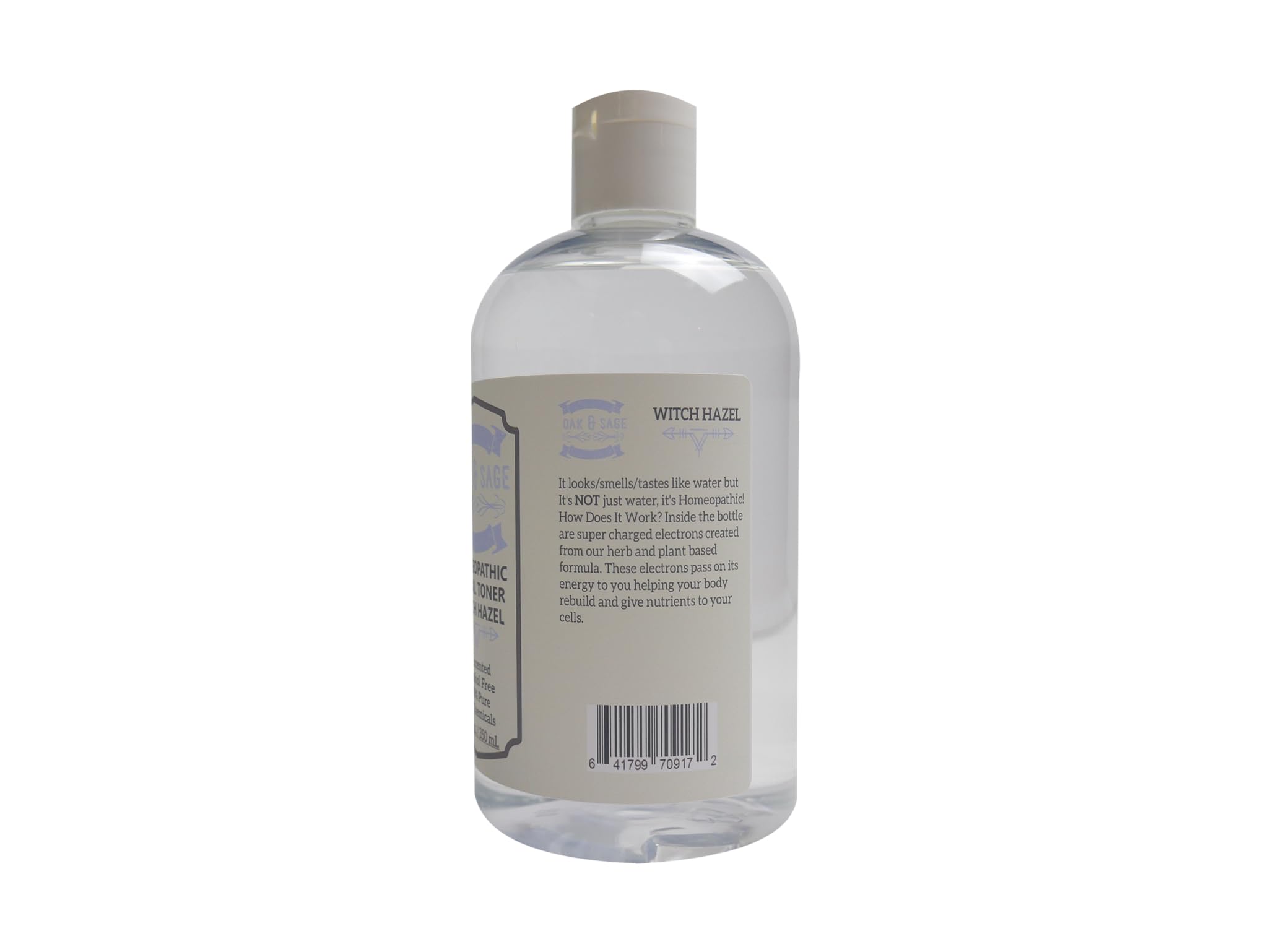 Oak & Sage Homeopathic Facial Toner Witch Hazel Unscented - 12oz Astringent, 100% Pure, No Alcohol, No Additives