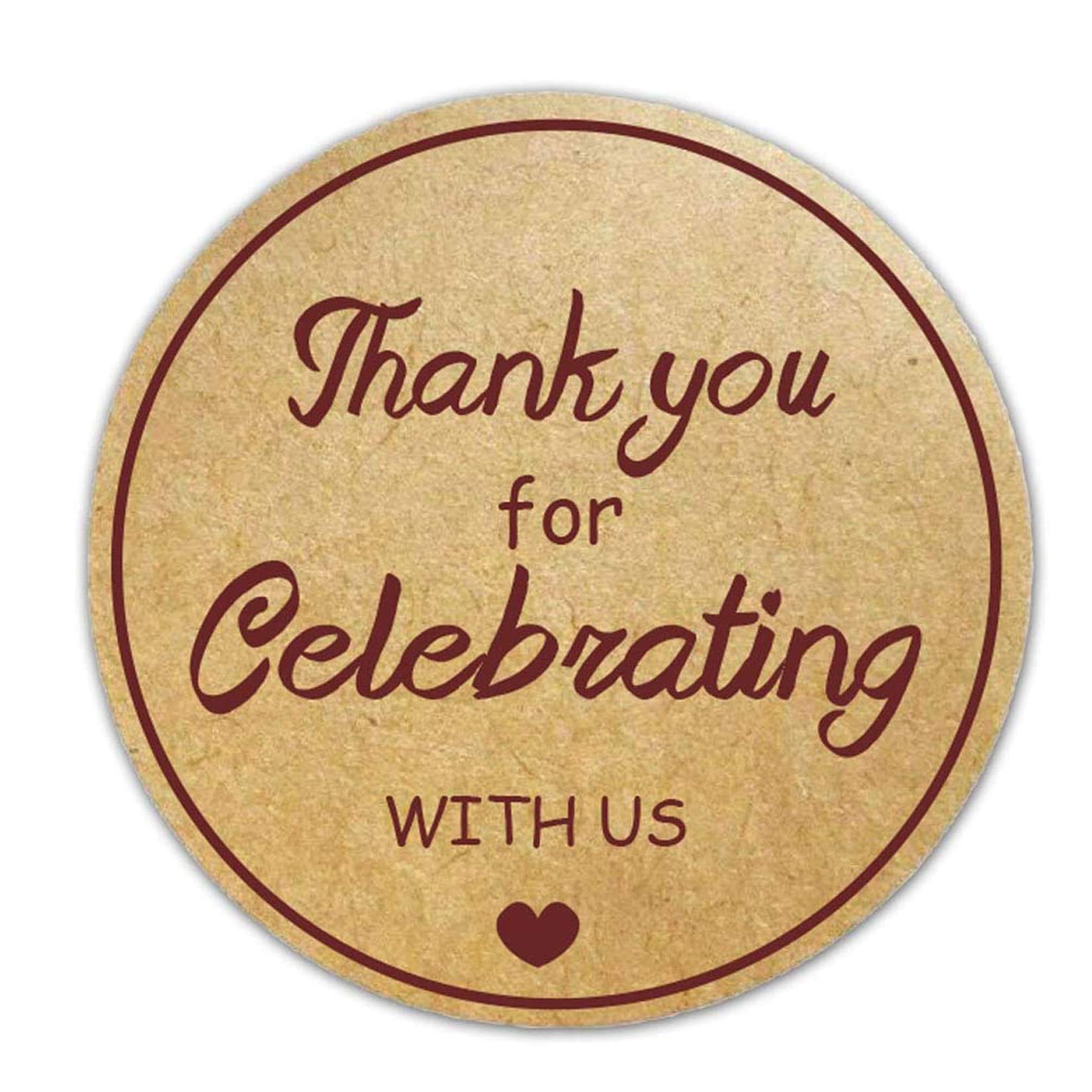 Thank You for Celebrating with Us Stickers,2 Inch Round Thank You Kraft Sticker Labels for Invitation Envelopes for Wedding, Baby Shower, Party Favor(500 pcs)