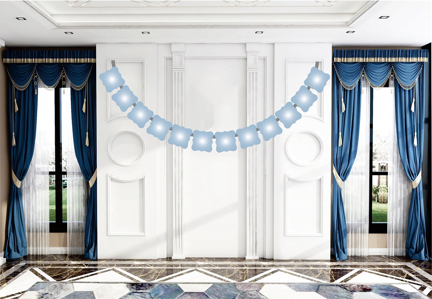 Dusty Blue Party Decorations,Photo String,Bridal Shower Decorations Dusty Blue,Birthday Photo Banner,Engagement r,Bridal Show Decor