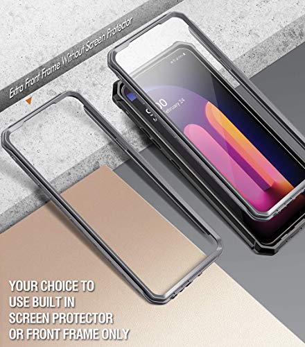 Poetic Guardian Series Case Designed for LG V60 ThinQ Case, Full-Body Hybrid Shockproof Bumper Cover with Built-in-Screen Protector, Black/Clear