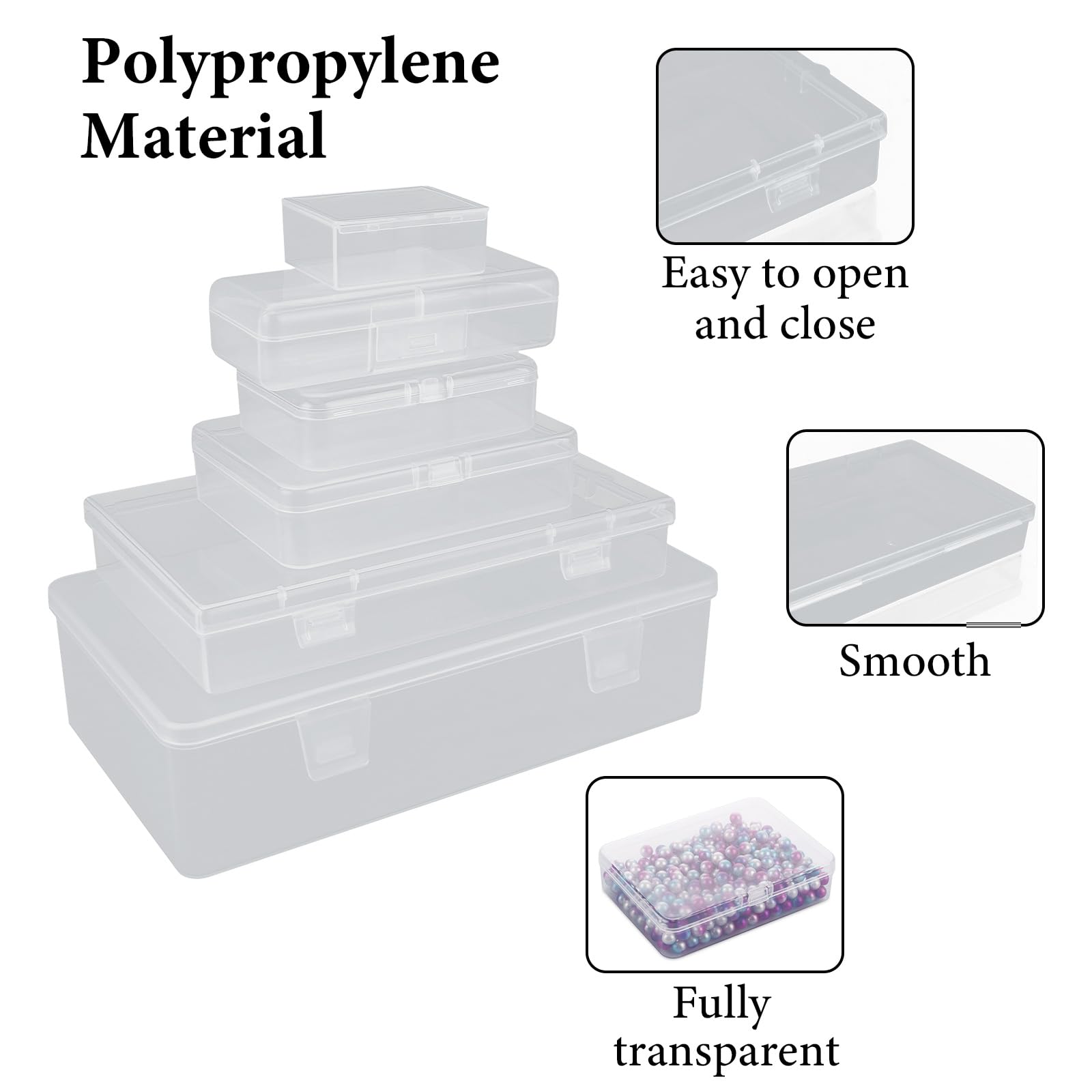 LANIAKEA 64PCS Mixed Sizes Plastic Storage Containers, Small Storage Containers with Lids, Empty Mini Small Storage Container Box for Small Items and Other Craft Projects, Clear