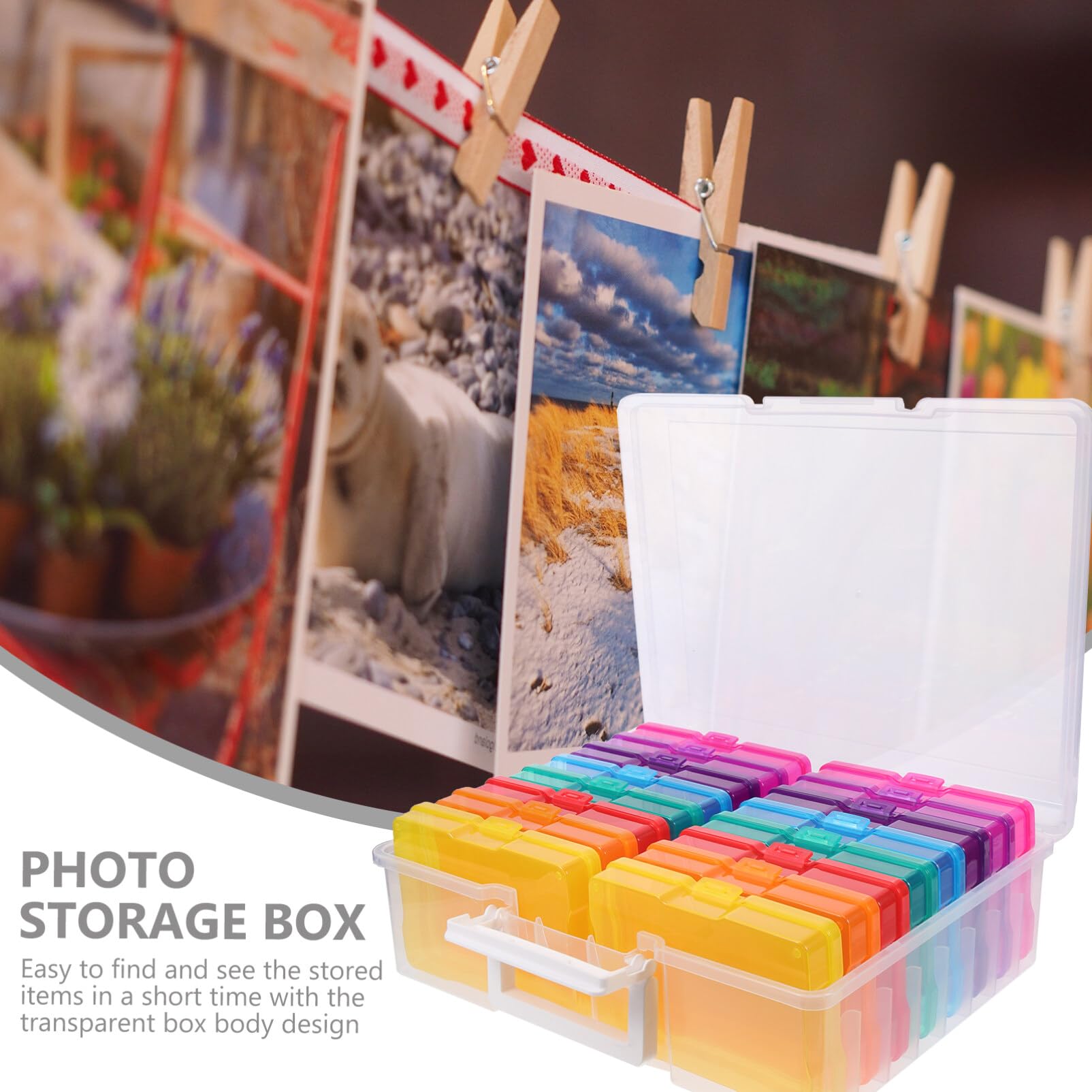 STOBAZA 1 Set Photo Storage Box Task Boxes for Special Education Pencil Dispenser for Classroom Postcard Organizer Photo and Craft Keepe Cards Organizer Multifunction 4 Box Plastic
