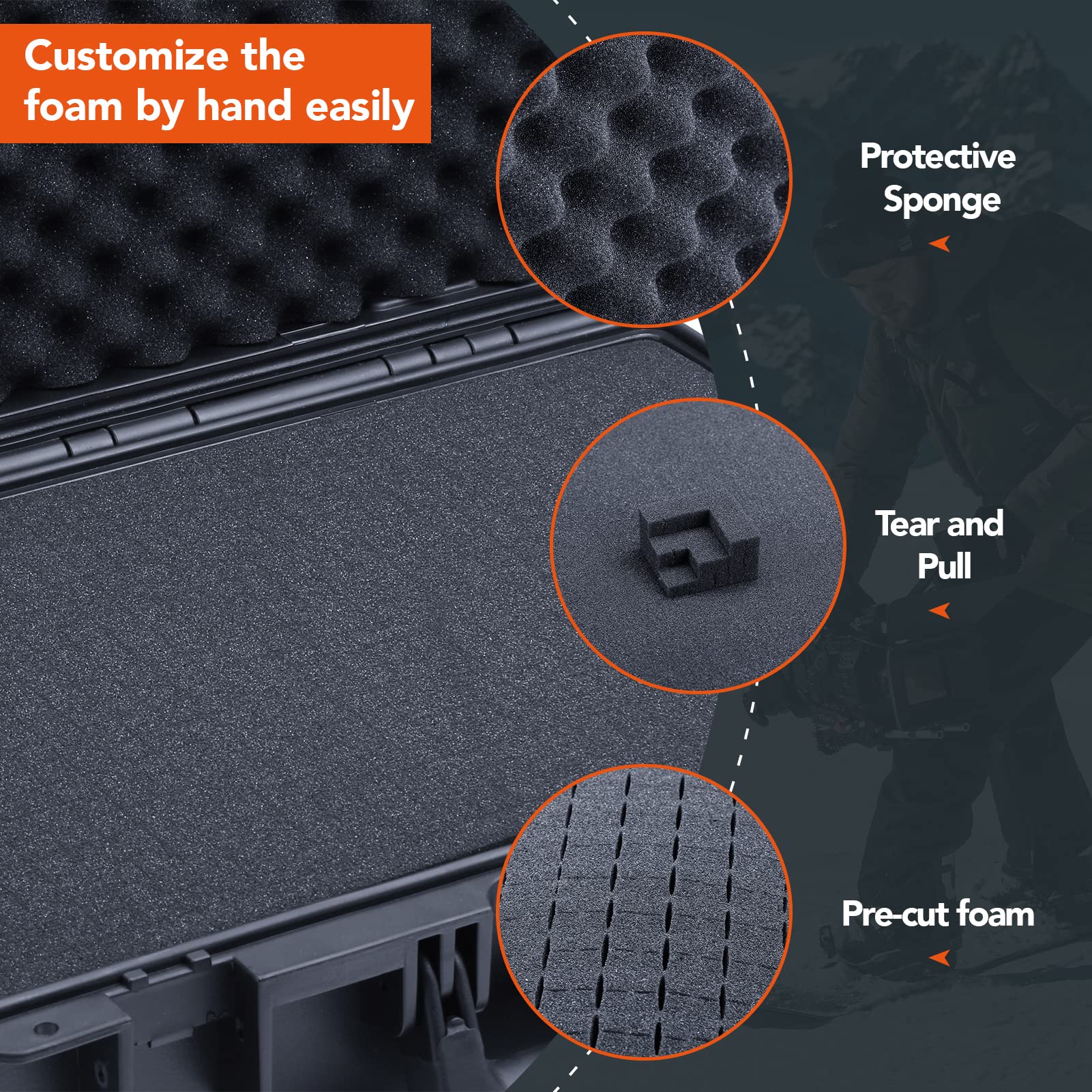 Lykus HC-3310 Waterproof Hard Case with Customizable Foam Insert, Interior Size 12.99x8.27x5.31 in, Suitable for pistol,camera,lens,drone,mic,flashlight,telescope,action cam,electronics,tools,and more
