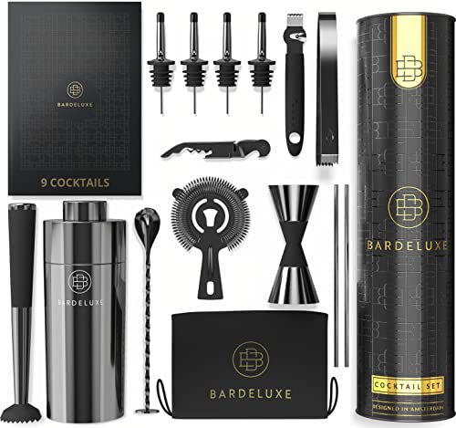 BarDeluxe Bartender Kit, Cocktail Shaker Set, Bar Set | Mixology Bartender Kit, Cocktail Set, Cocktail Kit | Shaker Set Bartender Kit, Cocktail Shaker Kit, Bartending Kit | Mixology Set (Black)