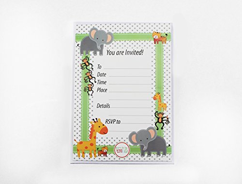 Tytroy Animal Themed Multi Occasion Party Invitation Jungle Zoo Safari Gender Neutral Invite Cards (48 pc)